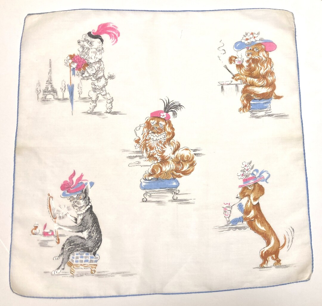 Vintage Unused Multiple dogs in Drag Handkerchief - Etsy