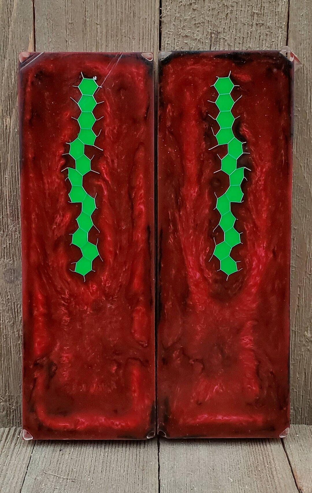 Aluminum Honeycomb Knife Scales Red and Flo. Green Knife Handle Scale ...