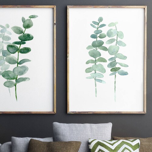 Silver Dollar Eucalyptus Leaves Green Blue Leaf Watercolor | Etsy