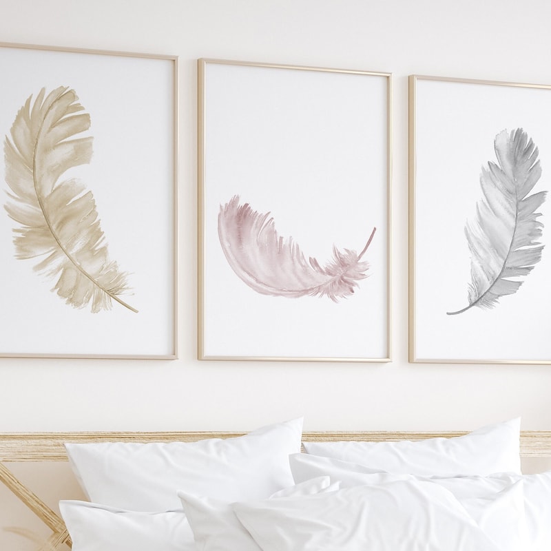 Feather Prints Wall Art - Etsy