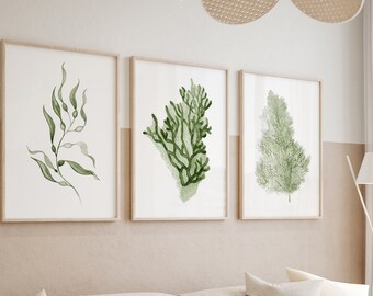 Green Coral Print - Etsy