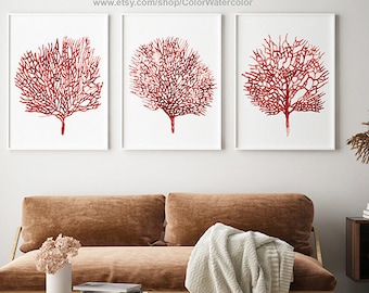 Red Coral Print - Etsy