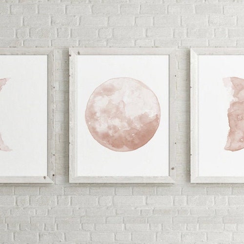 Phases of the Moon Print Navy Blue Wall Art Printable | Etsy