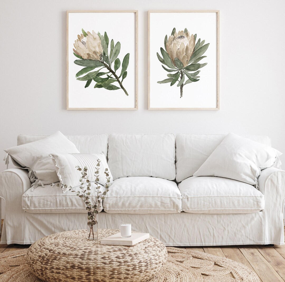 Watercolor Flower, Protea Painting, Abstract Wall Decor, Modern Wall ...