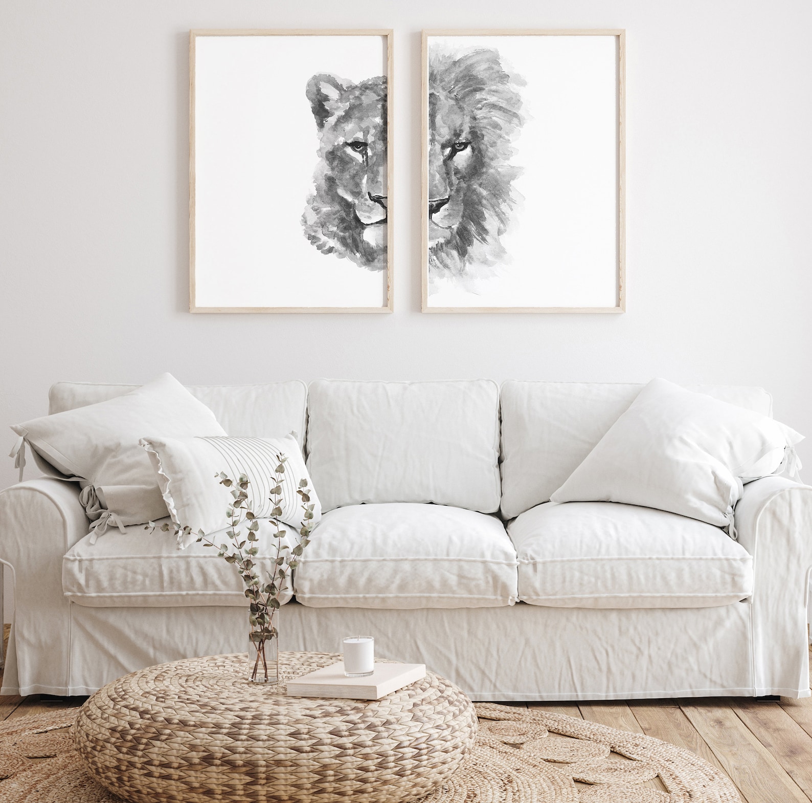 Lion Art Print, Lioness Art Print, Lion Wall Art, Lion Head Prints ...