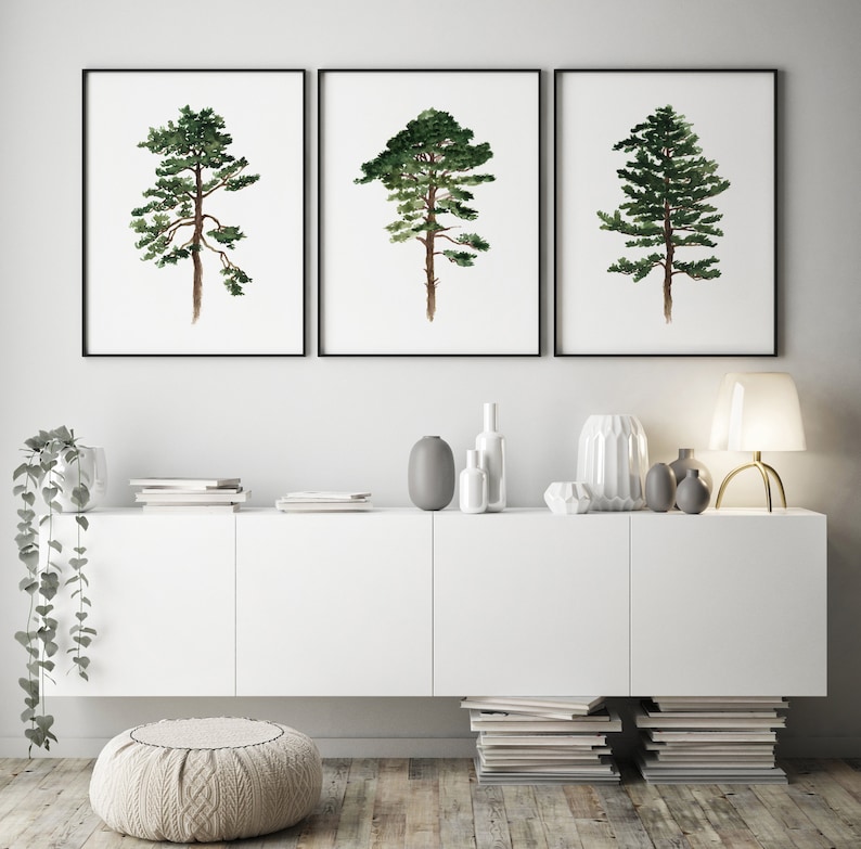 Pine Tree Print Pine Wall Art Set of 3 Art Prints Green Tree - Etsy