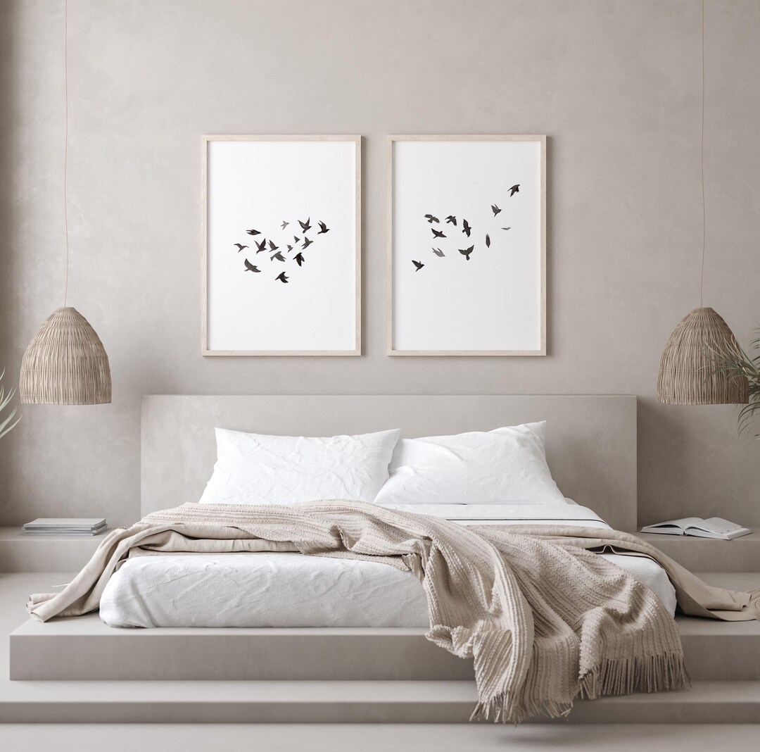 Birds Wall Art, Flying Bird Poster, Black Bird Minimalist Print ...