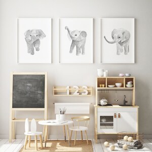 Elephant Print Wall Art, Elephant Art Print, Elephant Nursery Wall Art ...