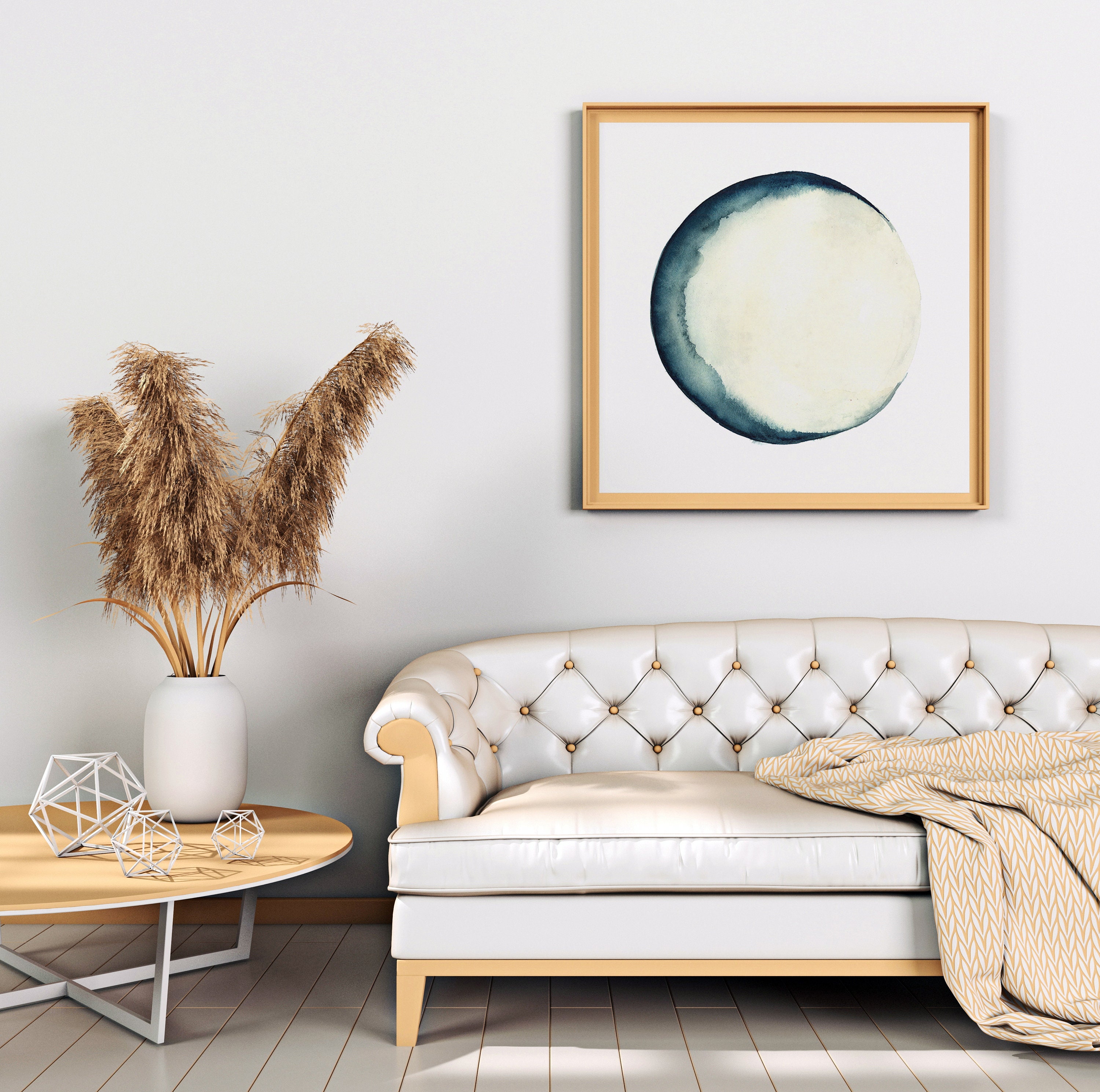 Moon Phases Print Wall Art Blue Wall Decor Abstract Full Moon - Etsy