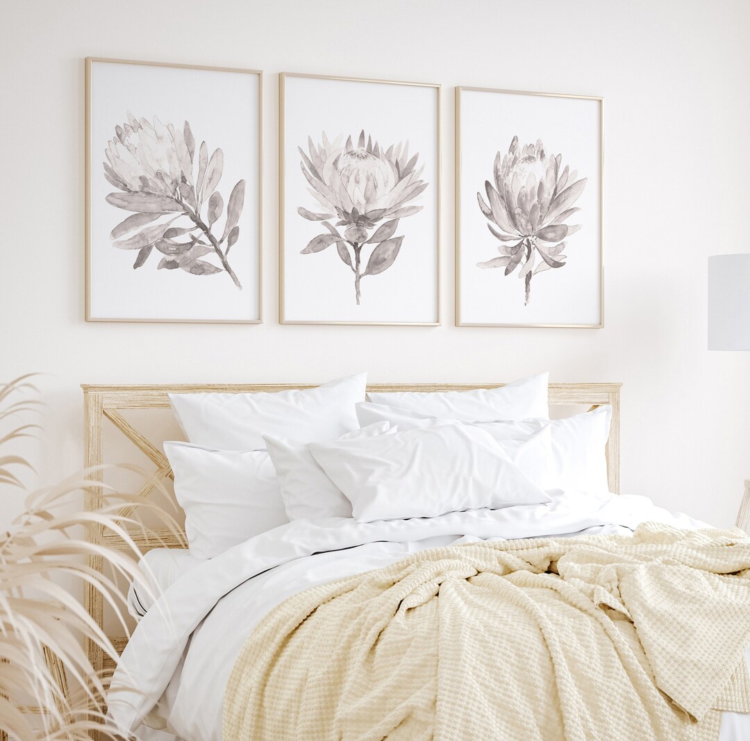 Protea Wall Decor Light Sepia Set of 3 Protea Prints, Protea Wall Art ...