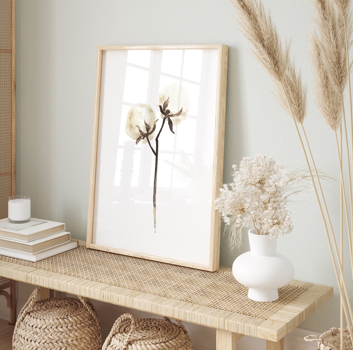 Vintage Cotton Print Cotton Wall Art White Cotton Poster - Etsy