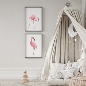 Flamingo Nursery Poster Kids Illustration Children Blush Pink Print ...