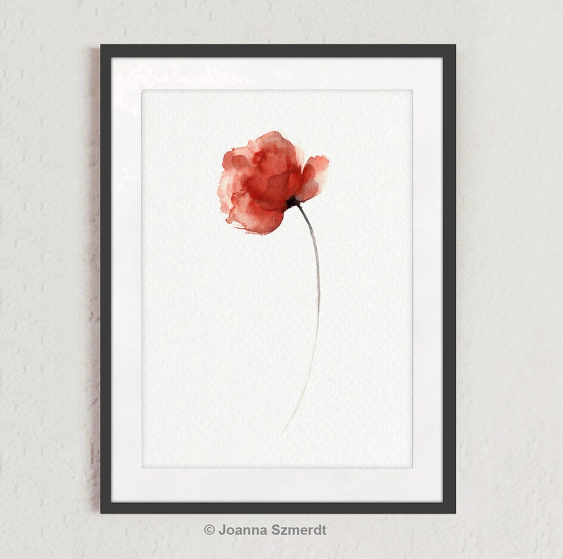 Poppy Red Flower Wall Art Print Abstract Floral Decor - Etsy