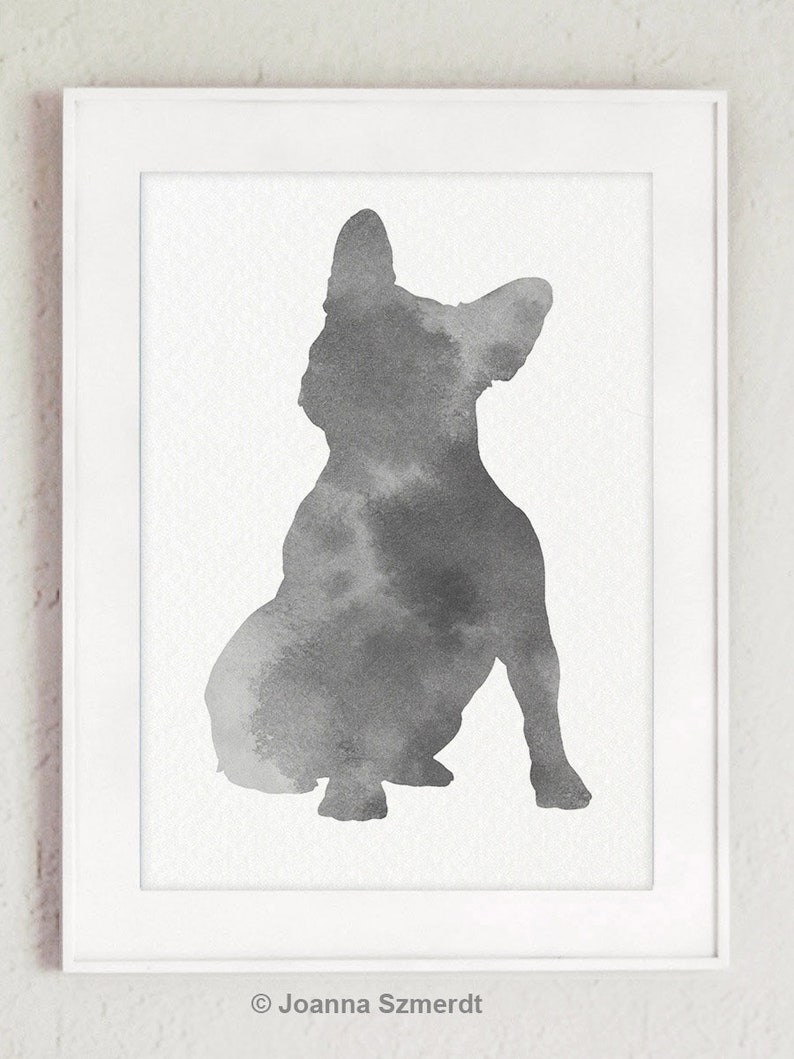 Frenchie Print Grey French Dog French Bulldog Art Frenchie | Etsy
