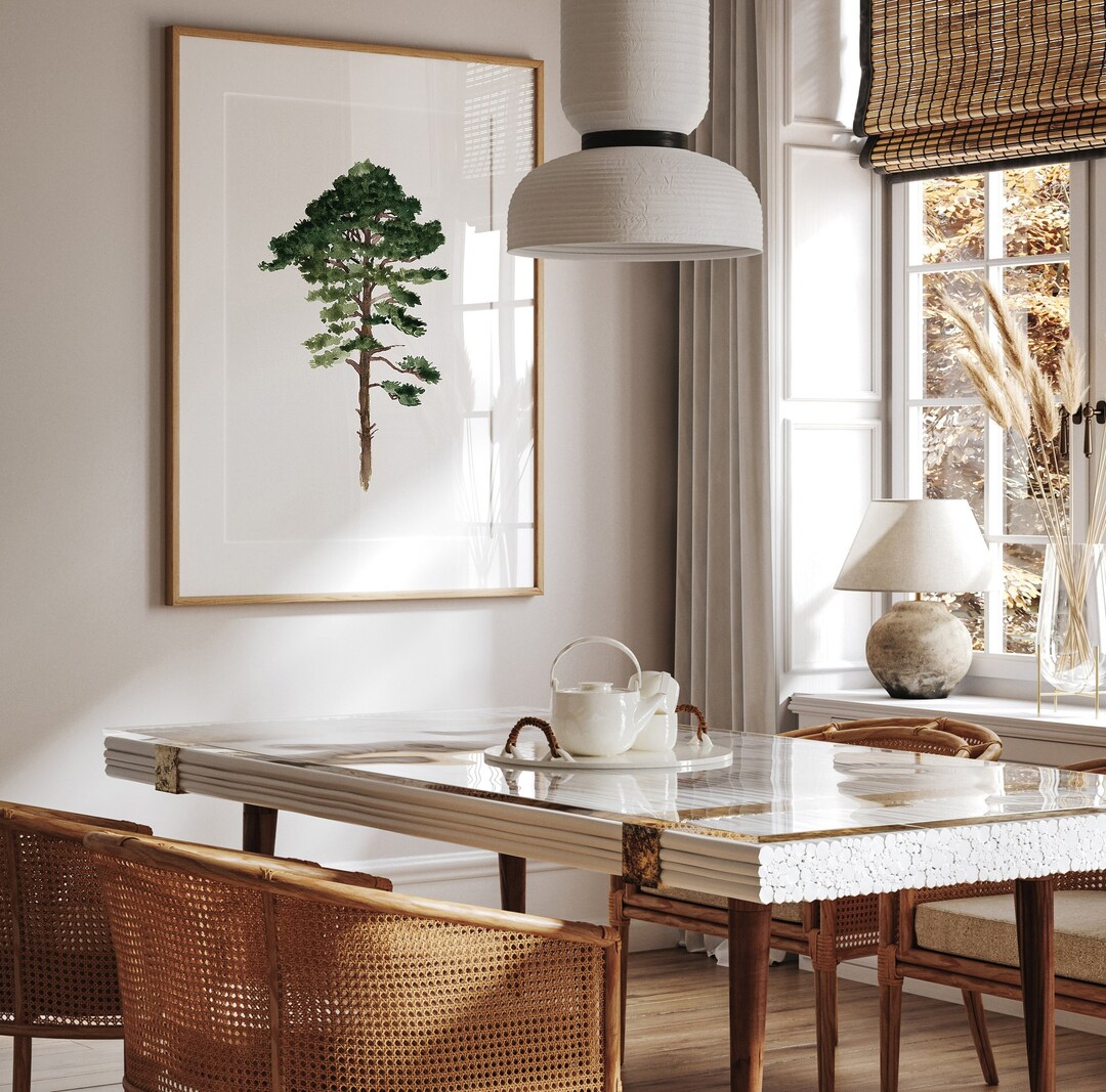 Pine Tree Wall Art, Forest Painting, Pine Print Green Tree Wall Art ...