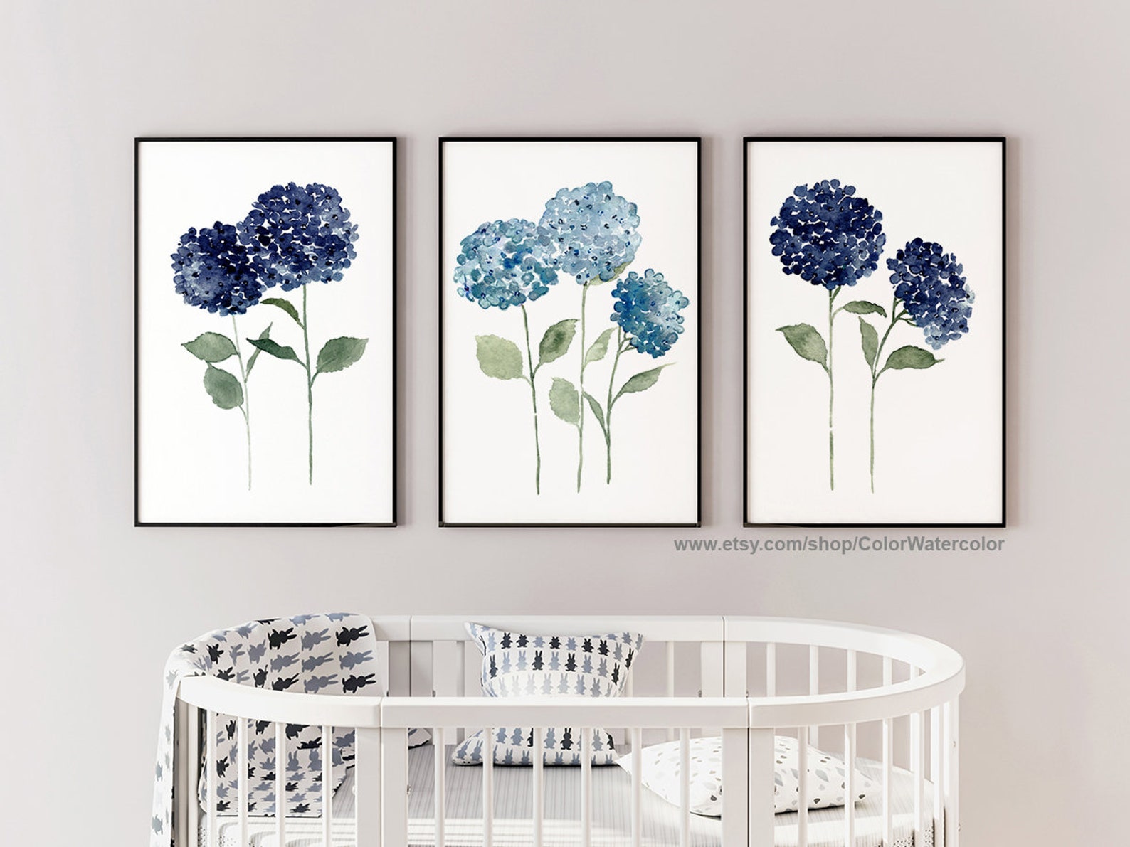 Hydrangea Print Hydrangea Wall Art Blue Flower Decor - Etsy