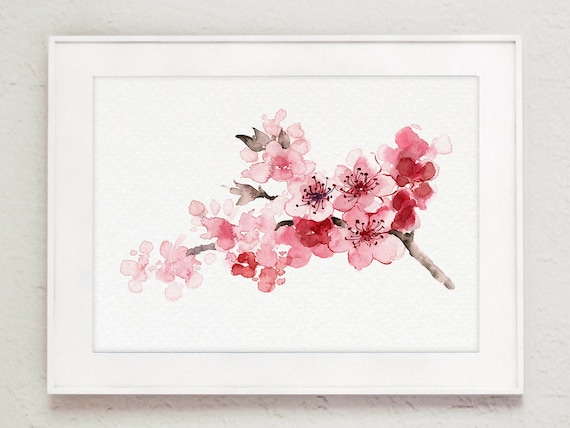 Cherry Blossom Wall Art Pink Tree Blooming Branch Print Card - Etsy