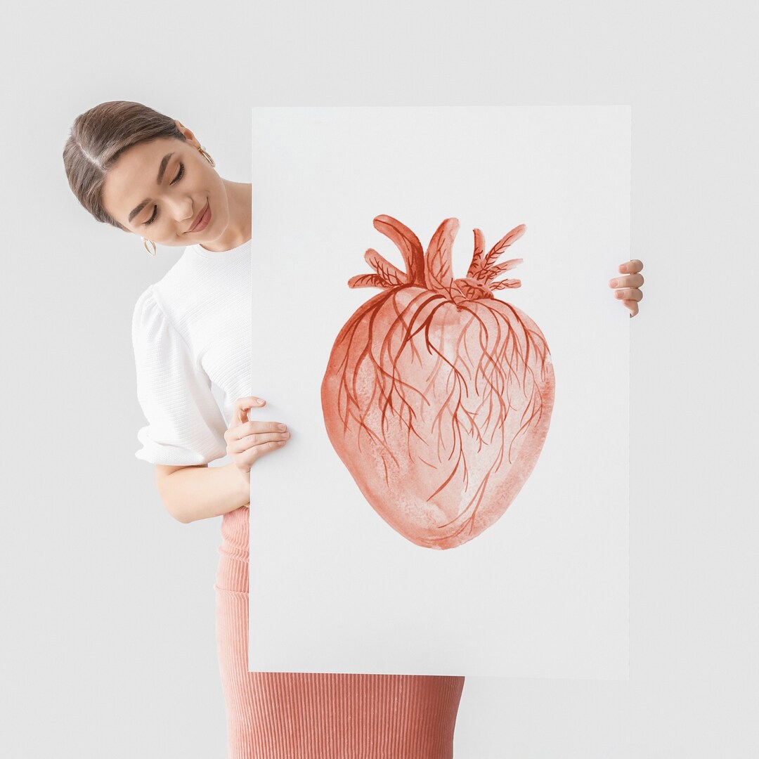 Anatomical Heart Print | Coronary Angiogram | Cardiology Painting ...