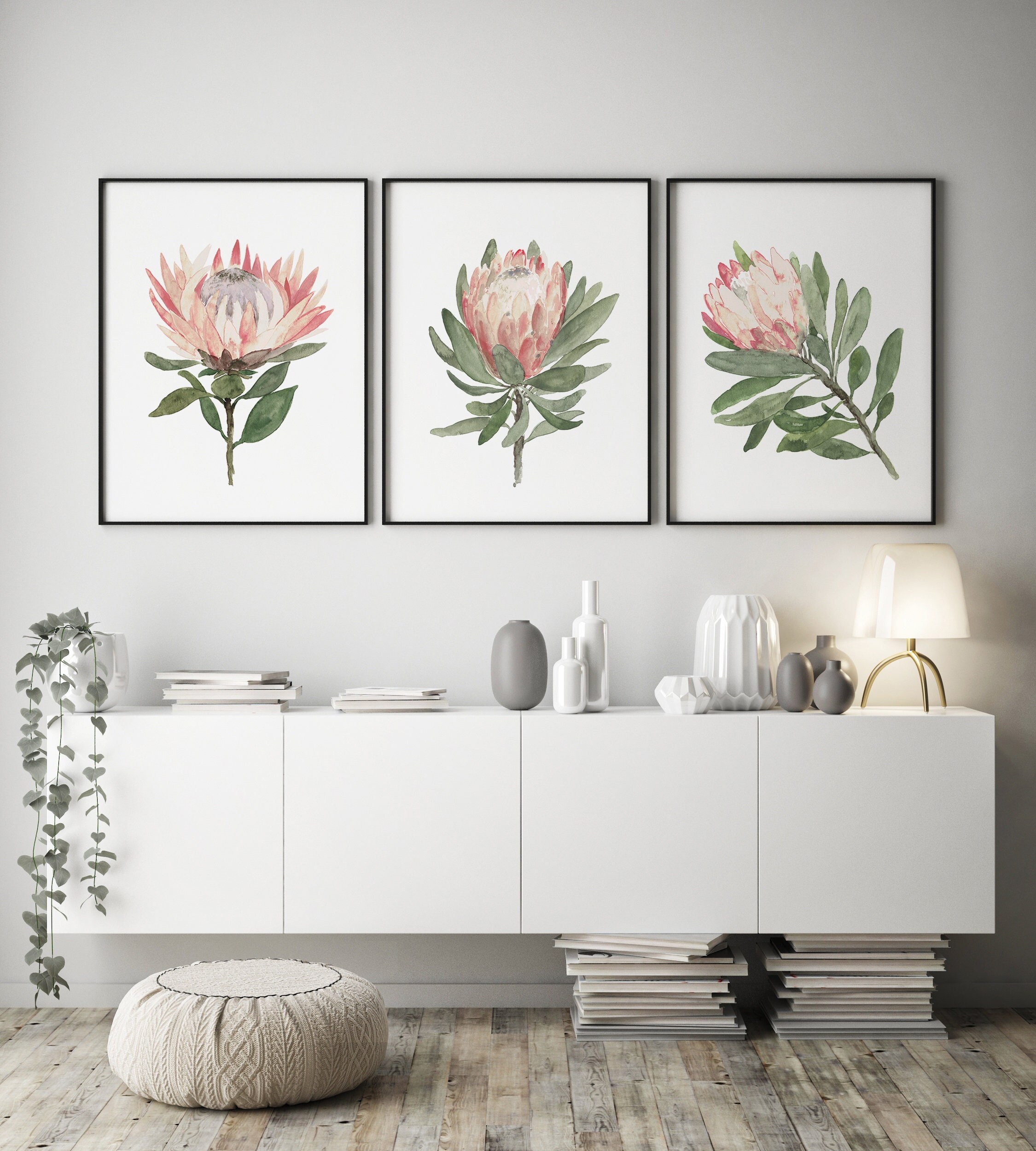 Watercolor Painting Art & Collectibles Protea Watercolor Painting ...