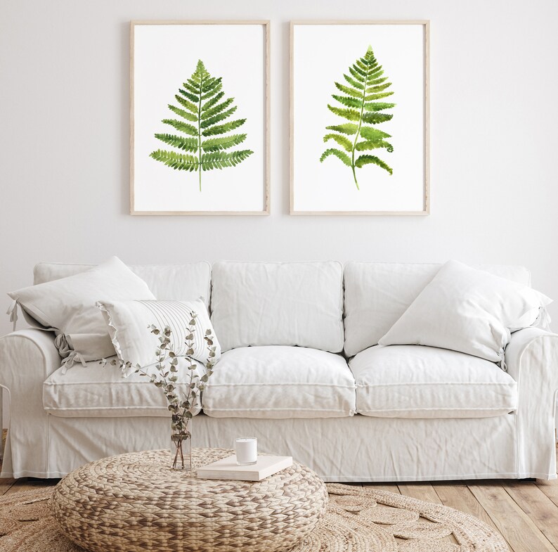 Fern Painting Fern Wall Art Fern Print Green Fern Set of 2 | Etsy
