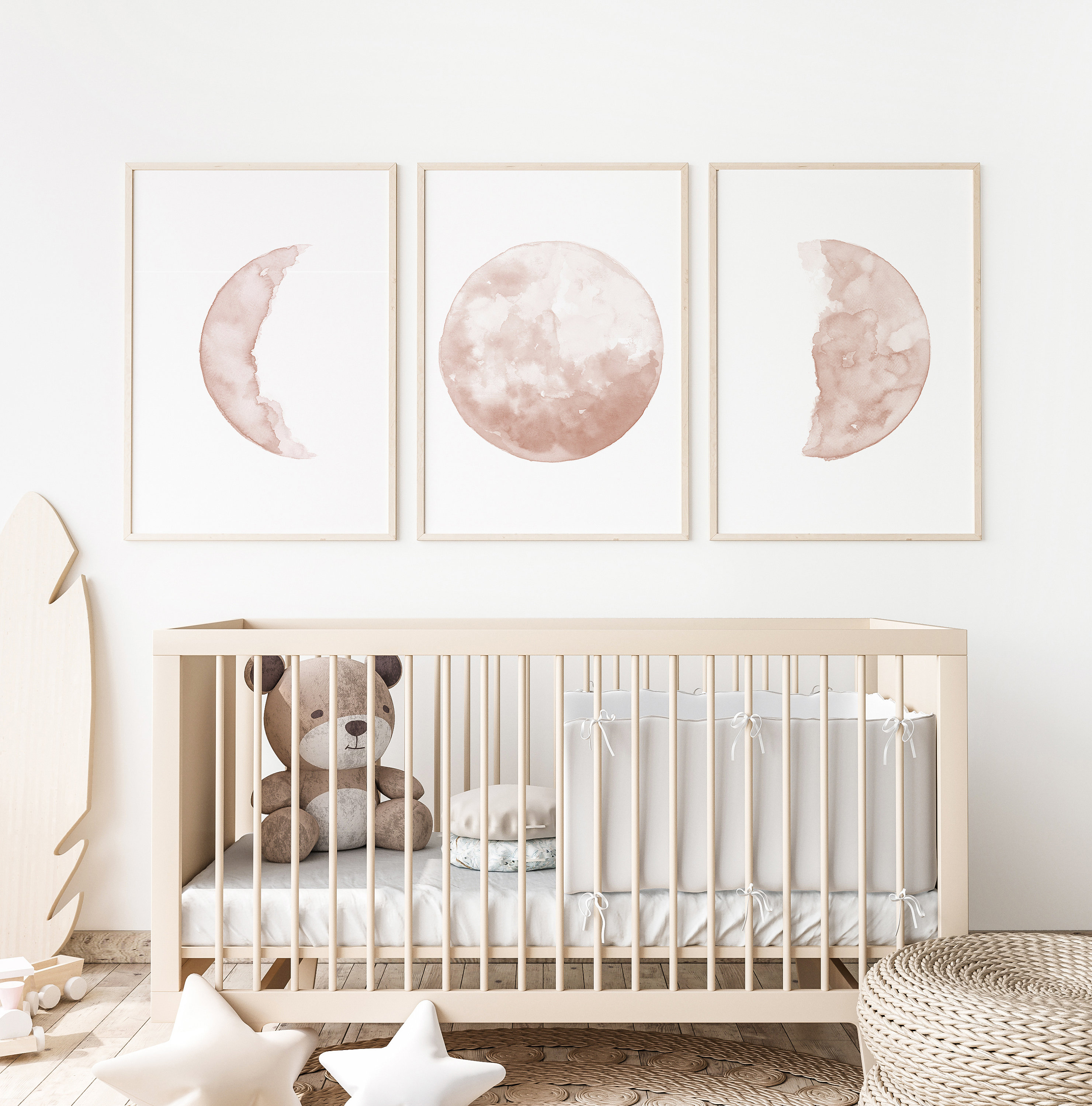Moon Wall Art Moon Art Print Full Moon Poster Moon Wall Set - Etsy