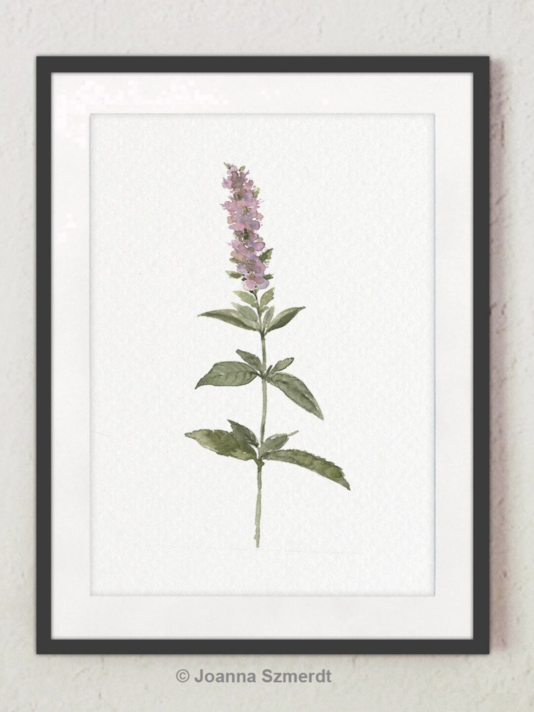 Basil Print, Basil Painting, Basil Herb Kitchen Art, Basil Purple ...
