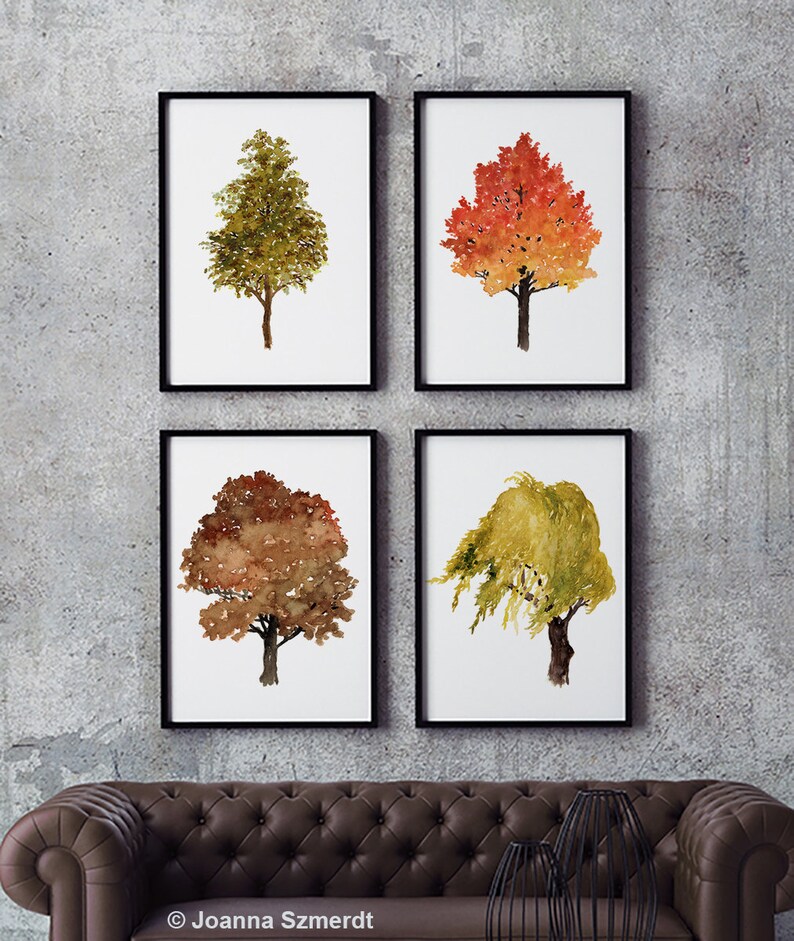 Tree Painting Fall Decor Rustic Wall Art Farmhouse Decor Set - Etsy