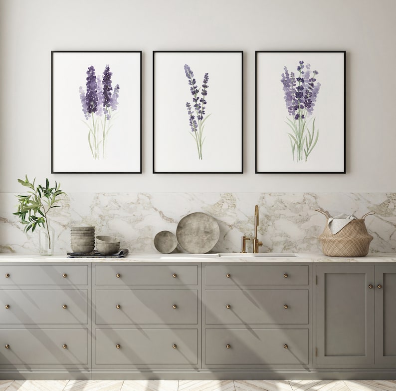 Lavender Flower Wall Art Canvas Botanical Print Kitchen Wall - Etsy