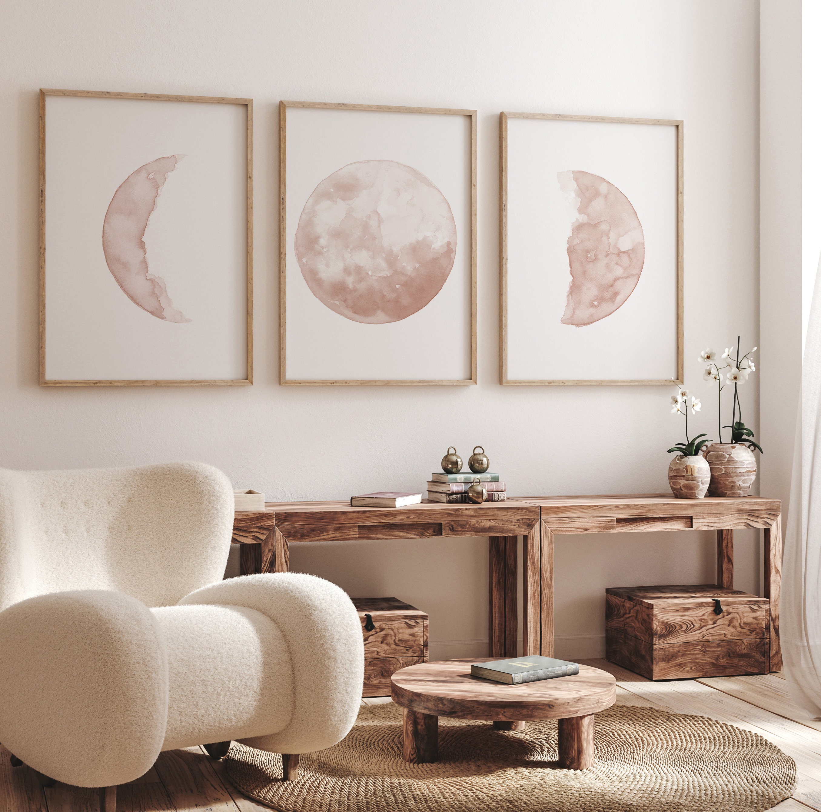 Moon Wall Art Moon Art Print Full Moon Poster Moon Wall Set - Etsy