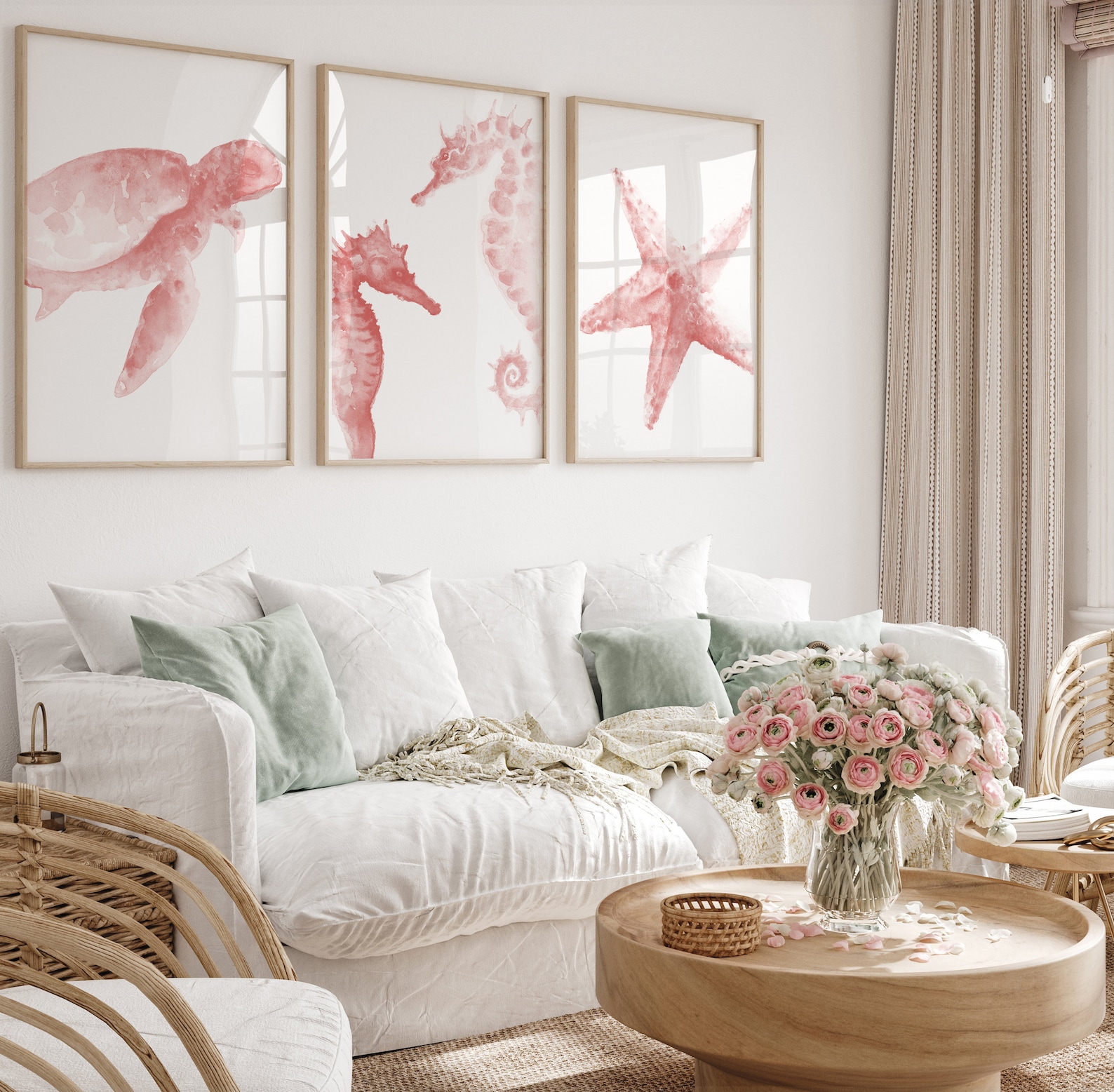 Under the Sea Wall Art Set of 3 Ocean Life Art Print Set of - Etsy