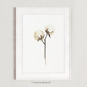 Vintage Cotton Print, Cotton Wall Art, White Cotton Poster, White ...