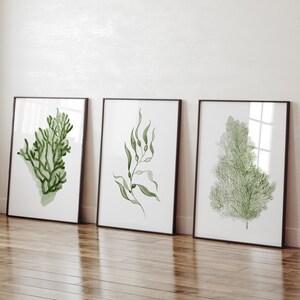 Green Coral Poster, Coastal Style Abstract Wall Art, Modern Art Decor ...