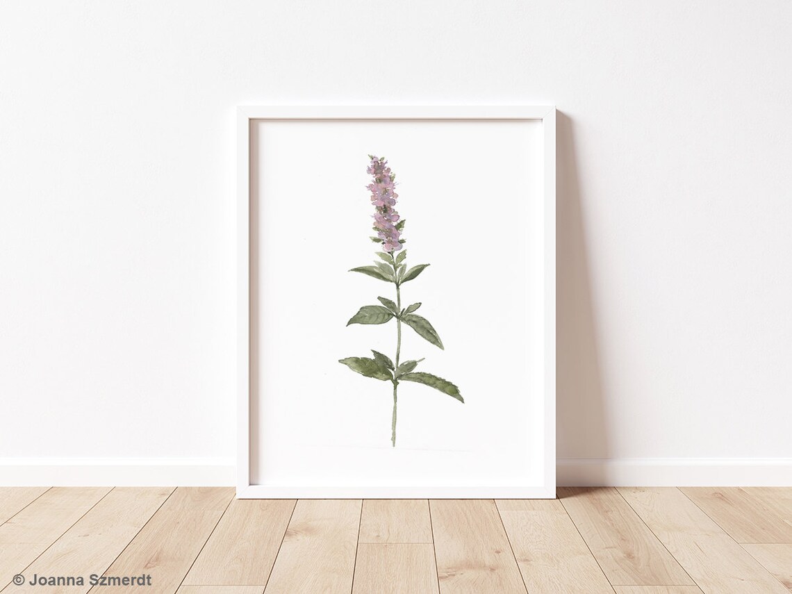 Basil Print Basil Painting Basil Herb Kitchen Art Basil | Etsy