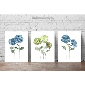 Blue Hydrangea Gallery Wall Set of 3 Hydrangea Centerpiece - Etsy