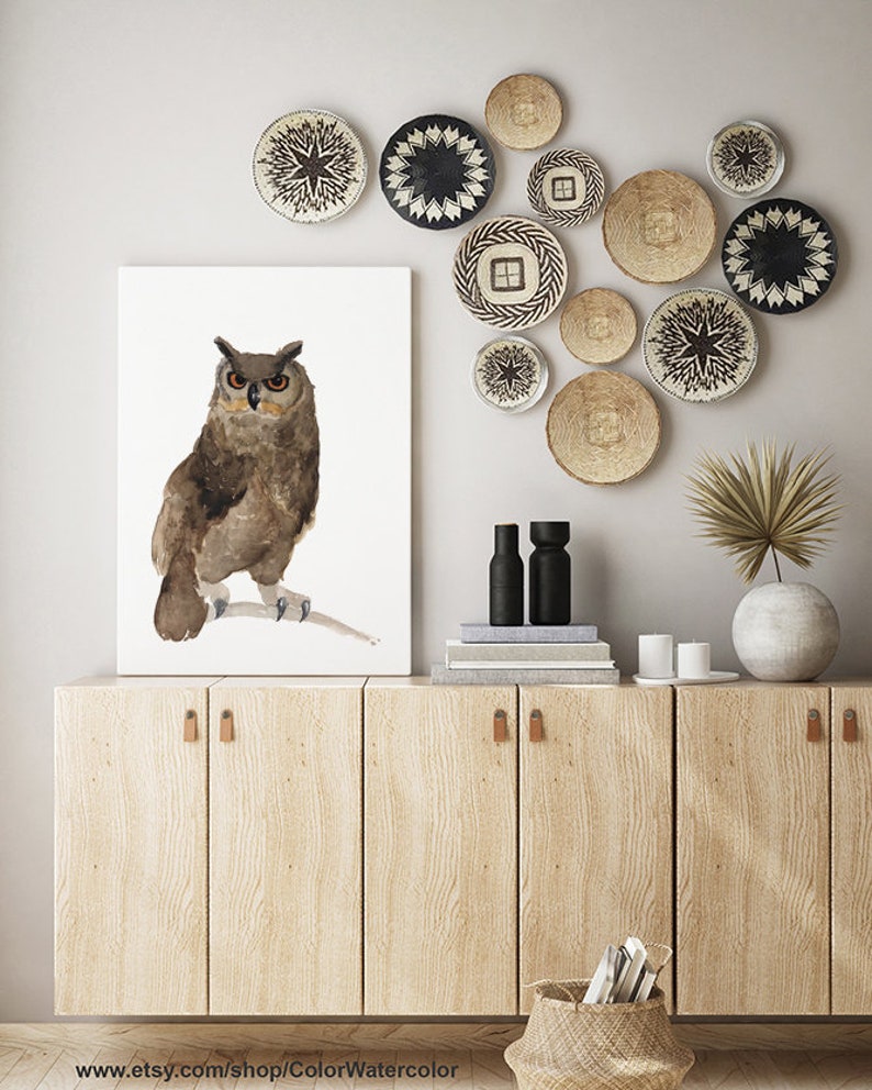 Eagle Owl Art Print Owl Wall Decor Cottage Chic Print Owl | Etsy