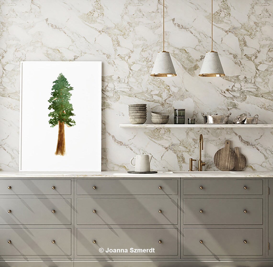 Redwood Tree Wall Art Sequoia Painting Giant Sequoia Print - Etsy