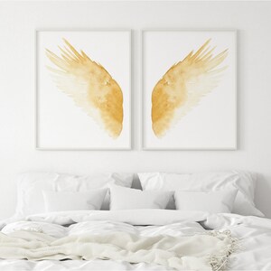 Angel Wings Wall Decor, Golden Wings Set of 2, Nursery Room Art Print ...