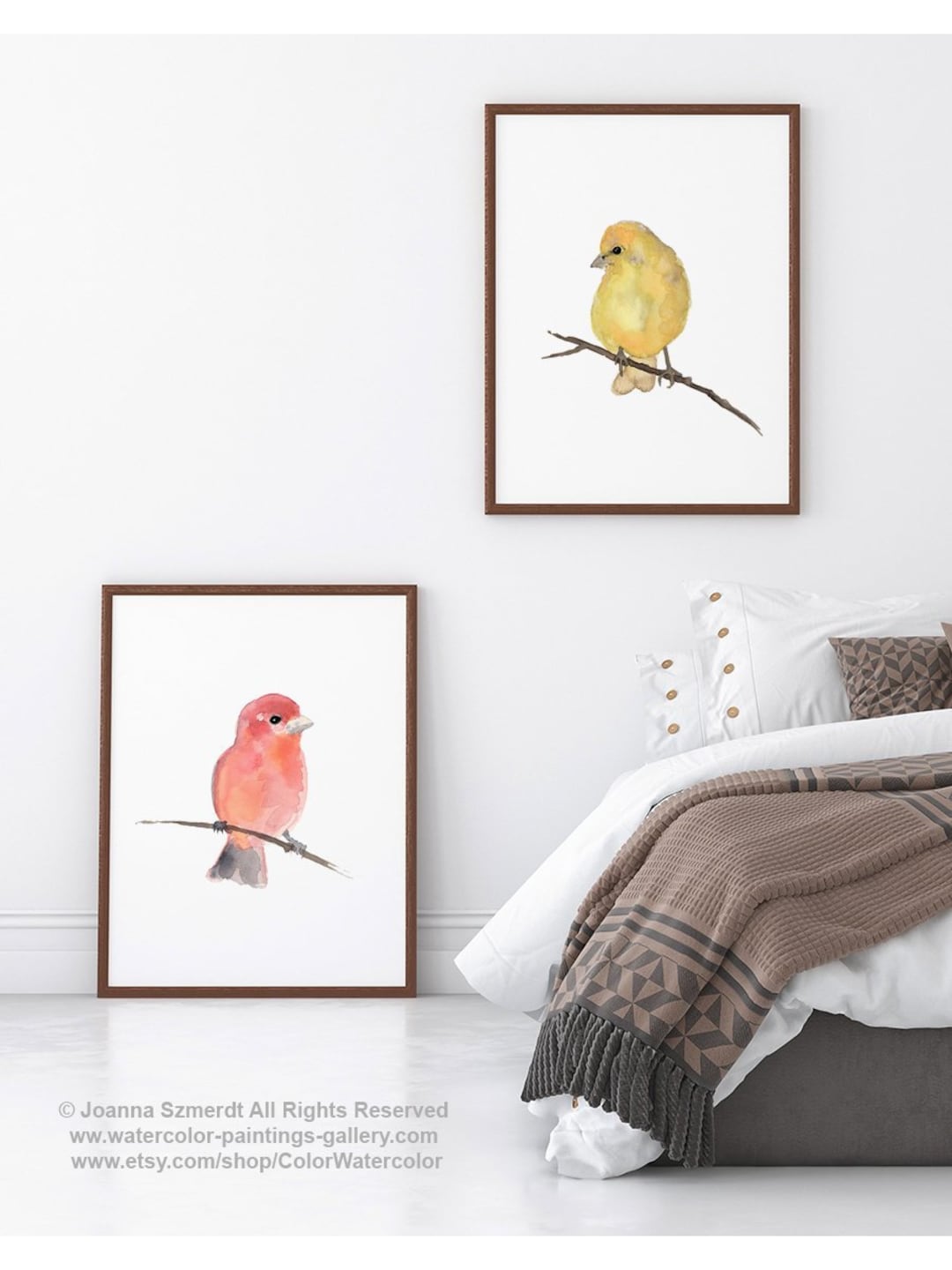 Purple Finch Yellow Finch Home Decor Set 2 Finch Print Wall - Etsy