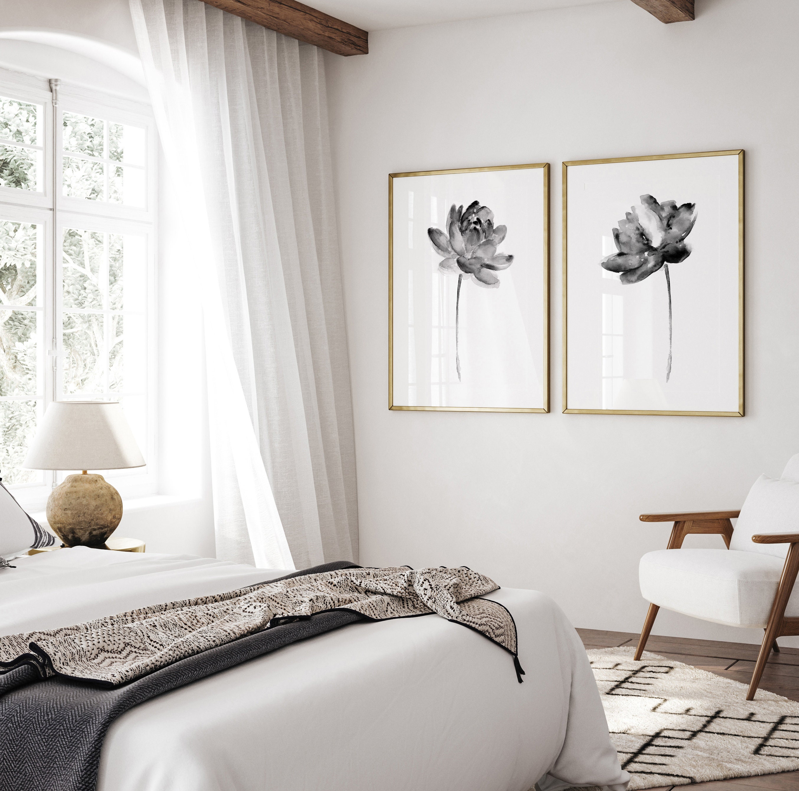 Lotus Print Wall Art, Set of 2 Lotus Extra Large - Etsy