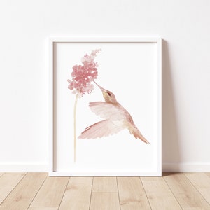 Hummingbird Art Decor, Pink Wall Art Nursery Birthday Gift Idea ...