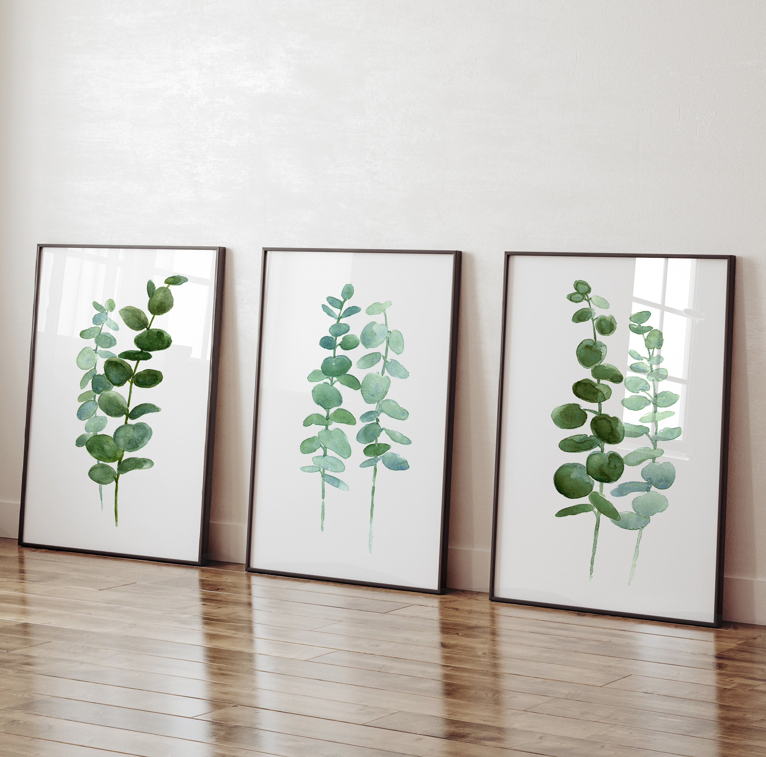 Set of 3 Eucalyptus, Watercolor Painting, Botanical Illustration ...