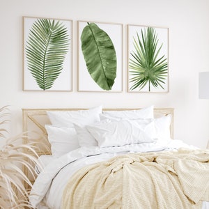 Palm Leaf Painting, Watercolor Botanical Art, Set of 3 Extra Large Palm ...