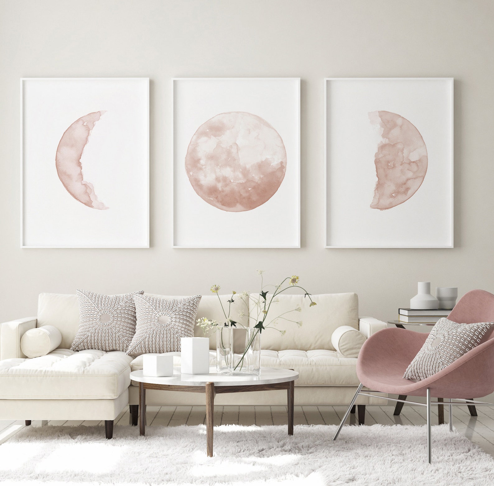 Moon Wall Art Moon Art Print Full Moon Poster Moon Wall Set - Etsy