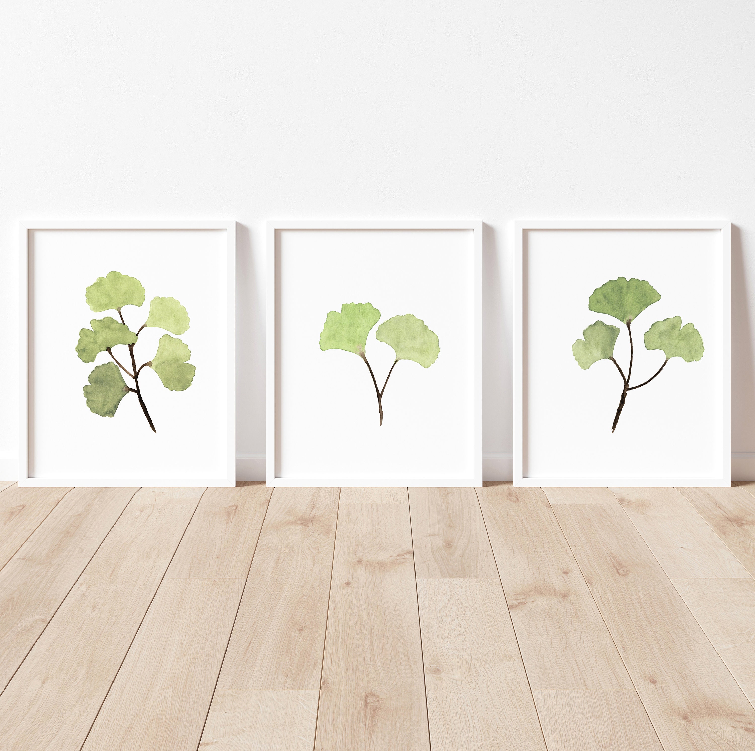 Gingko Wall Art, Gingko Art Print, Green Gingko Leaf, Gingko Biloba ...