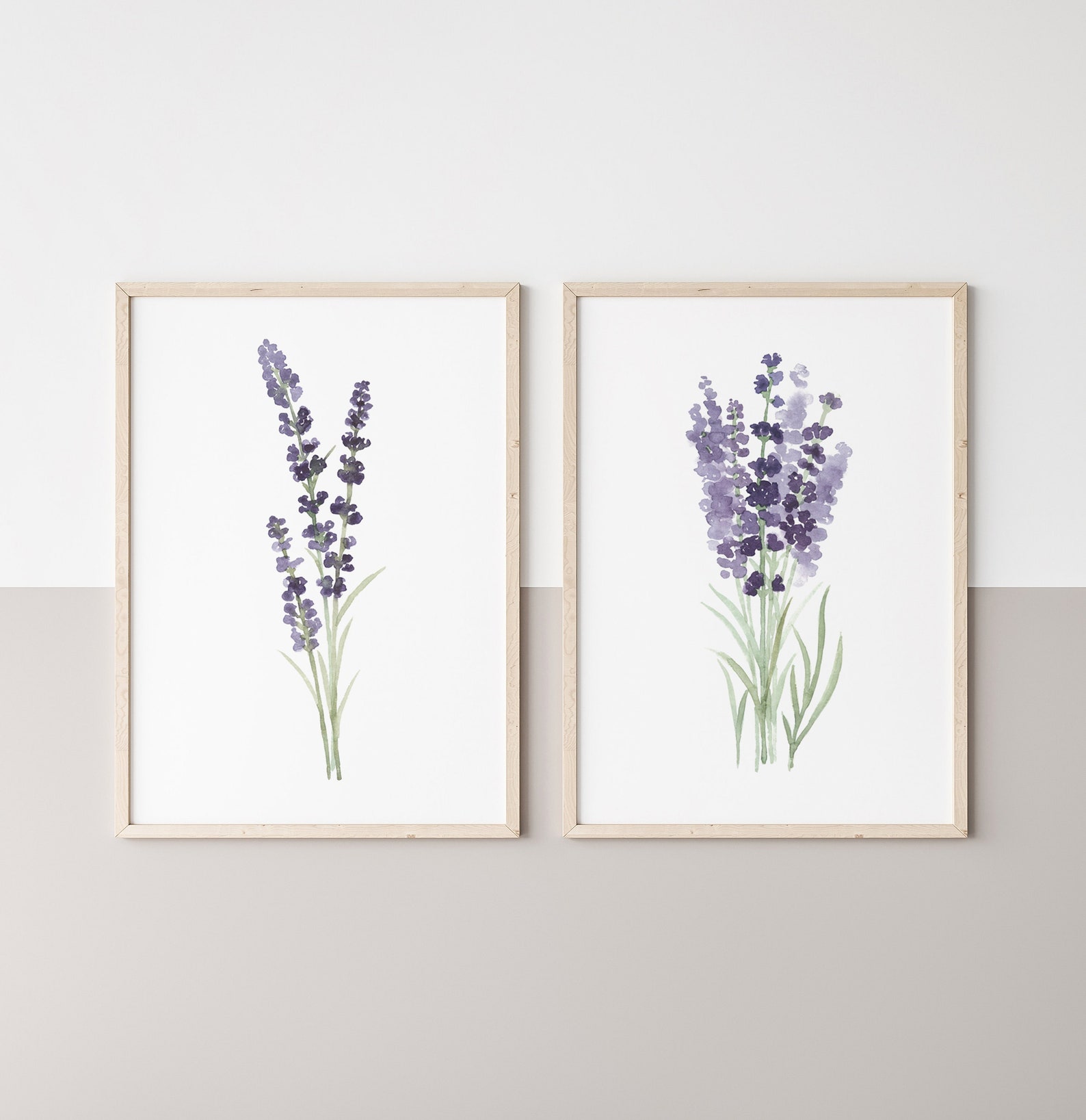 Set of 2 Lavender Art Print Lavender Wall Decor Lavender | Etsy