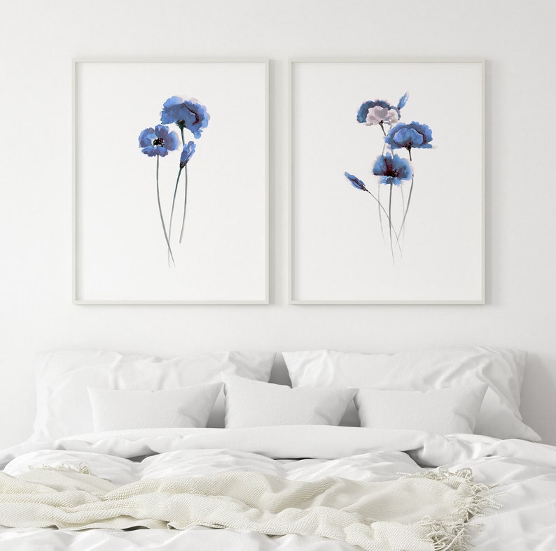 Poppy Art Print Poppy Print Wall Art Blue Poppy Flower - Etsy