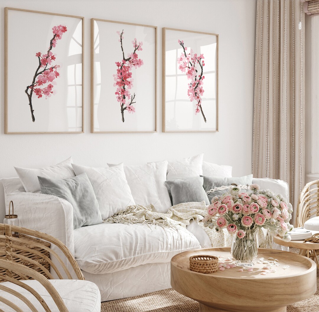 Cherry Blossom Art Print, Pink Cherry Blossom Wall Art, Cherry Blossom ...