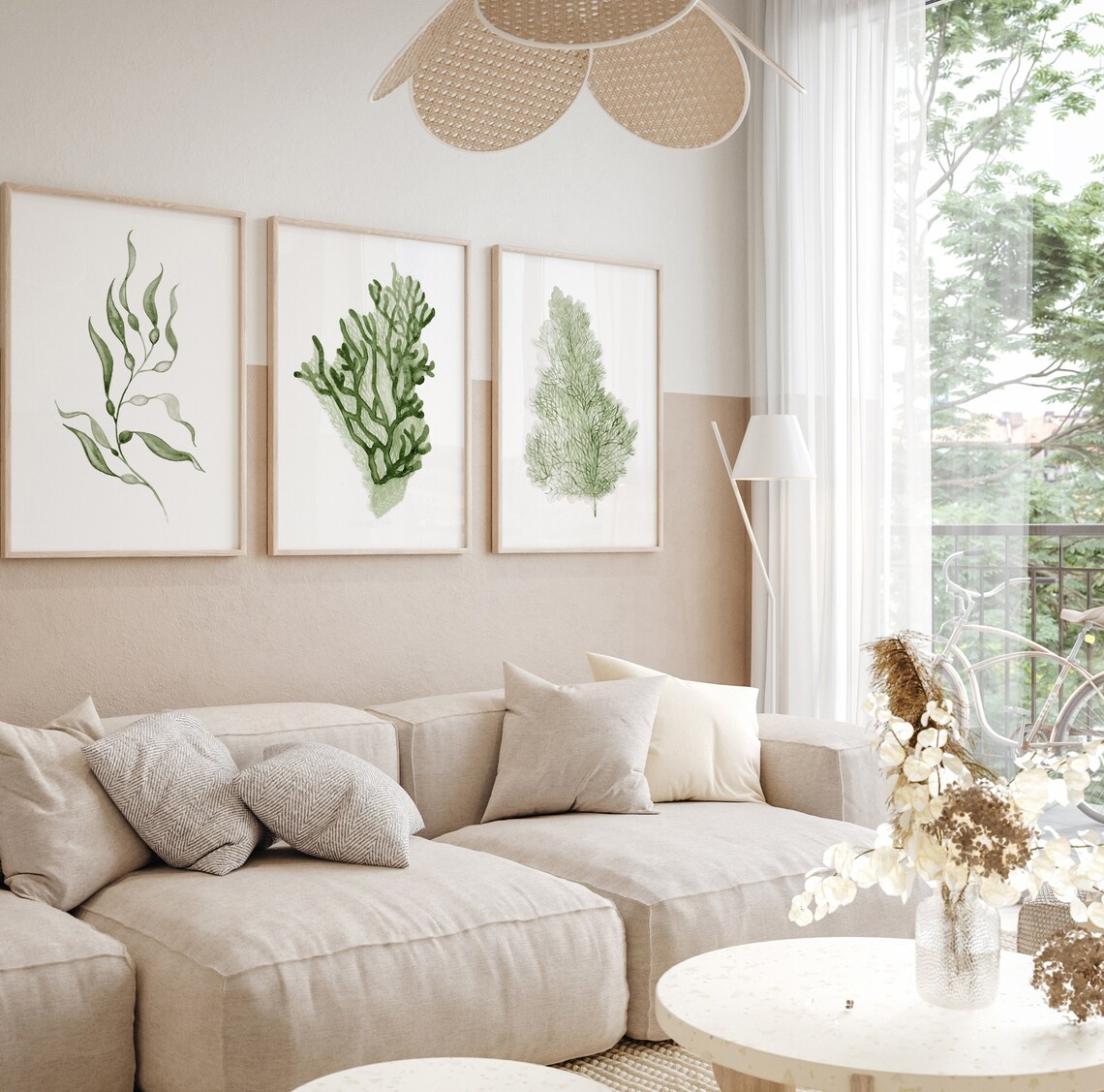 Green Coral Poster, Coastal Style Abstract Wall Art, Modern Art Decor ...