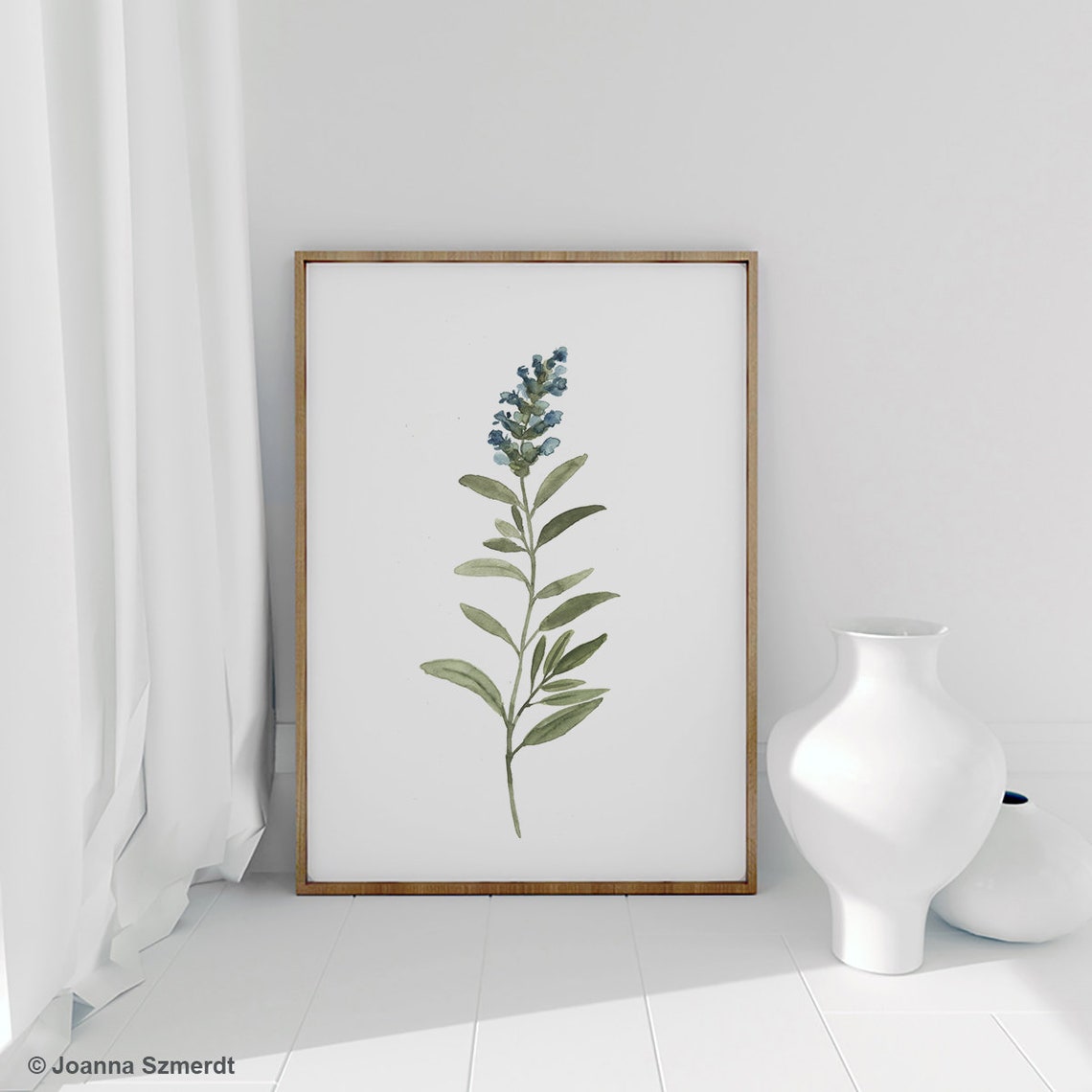 Sage Art Print Sage Painting Herb Kitchen Decor Sage Blue - Etsy