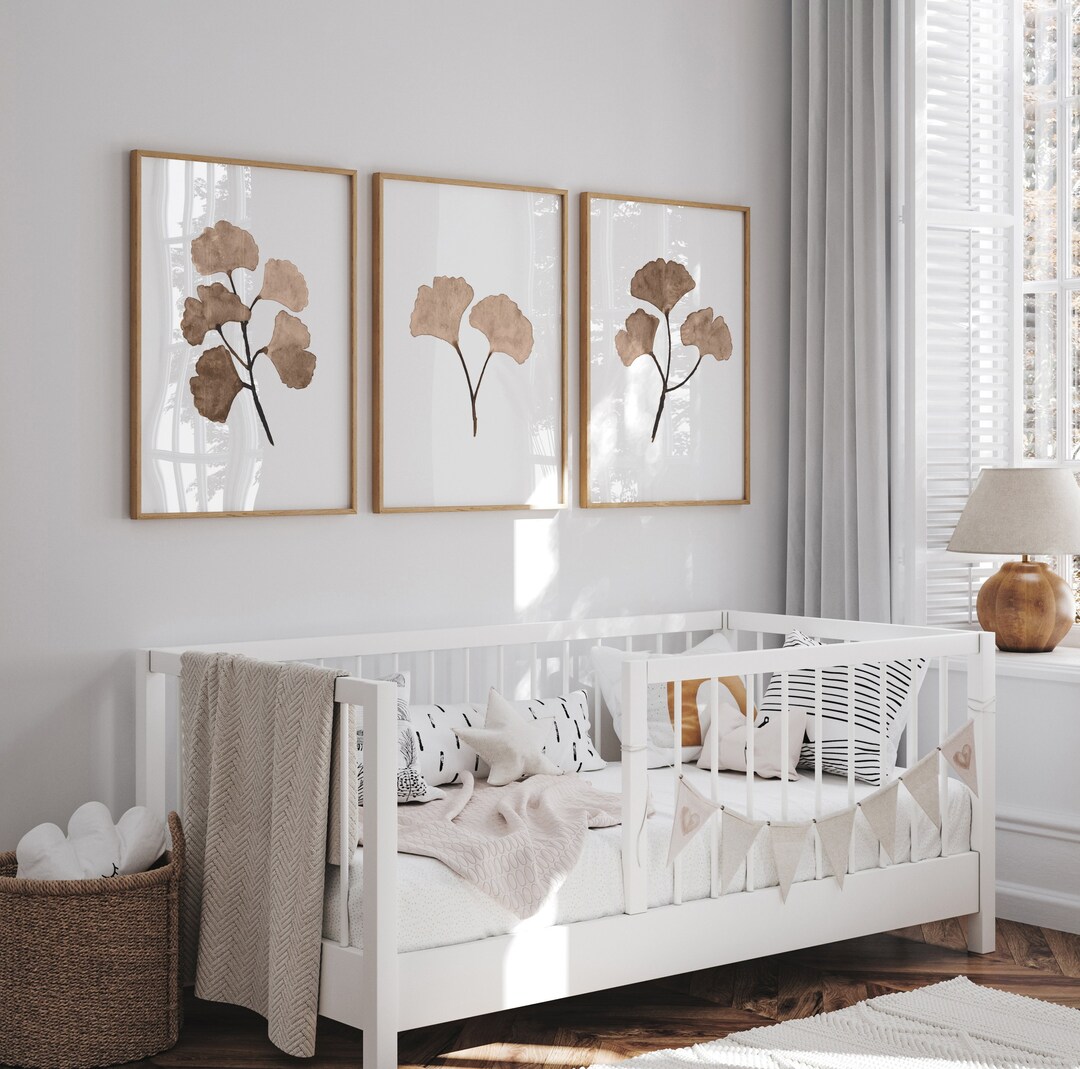 Gingko Brown Wall Art, Gingko Art Print, Beige Gingko Leaf, Gingko ...
